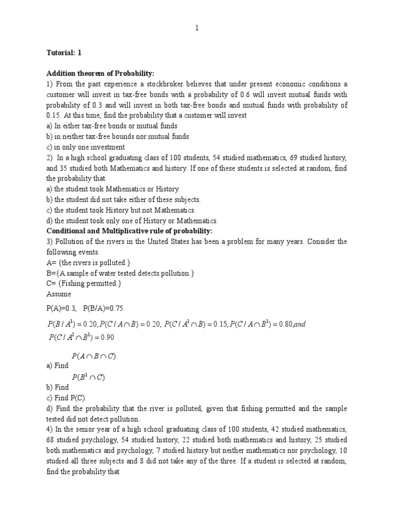 Tutorial List 1 | PDF | Probability Distribution | Normal Distribution