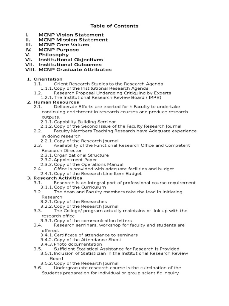 Table of Conents Final | PDF | Academic Journal | Curriculum