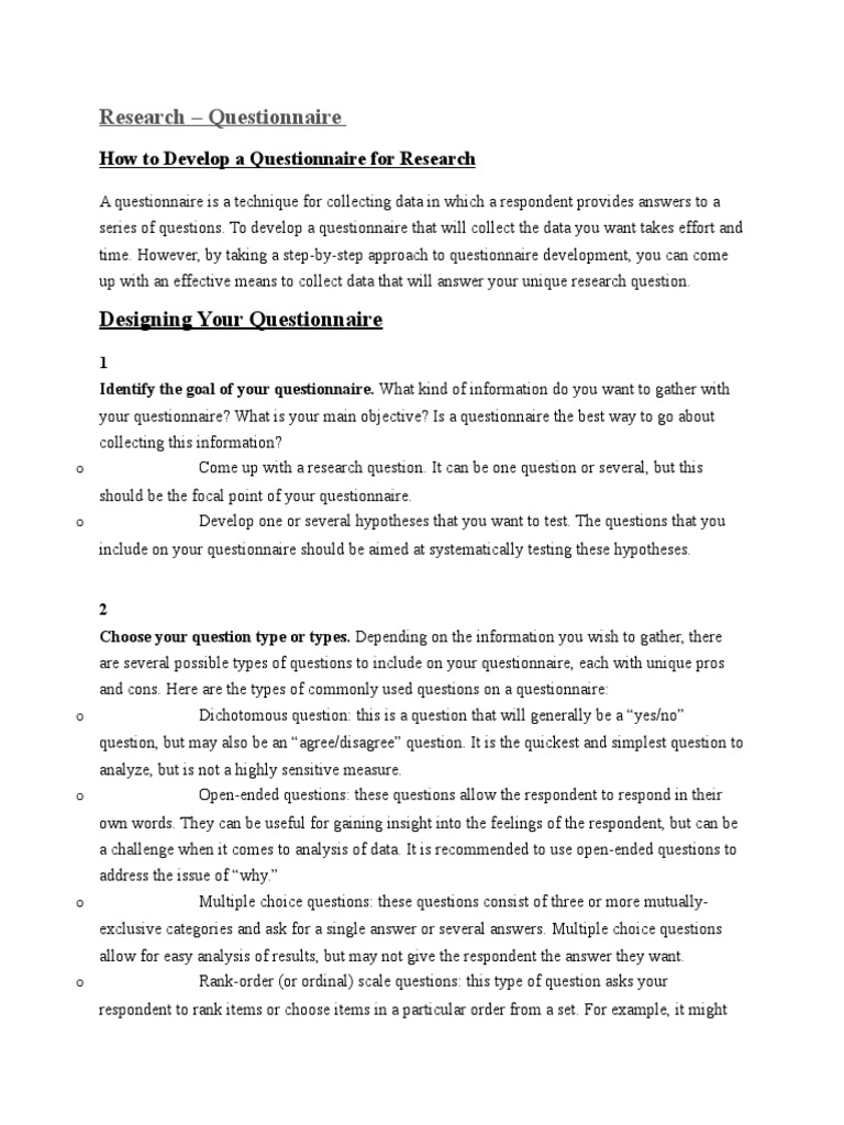 Questionaire | PDF | Questionnaire | Survey Methodology