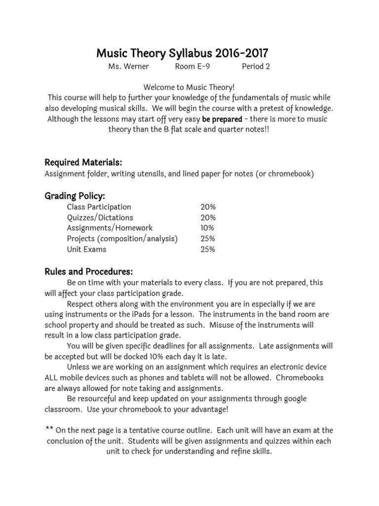 Theorysyllabus | PDF | Music Theory | Homework