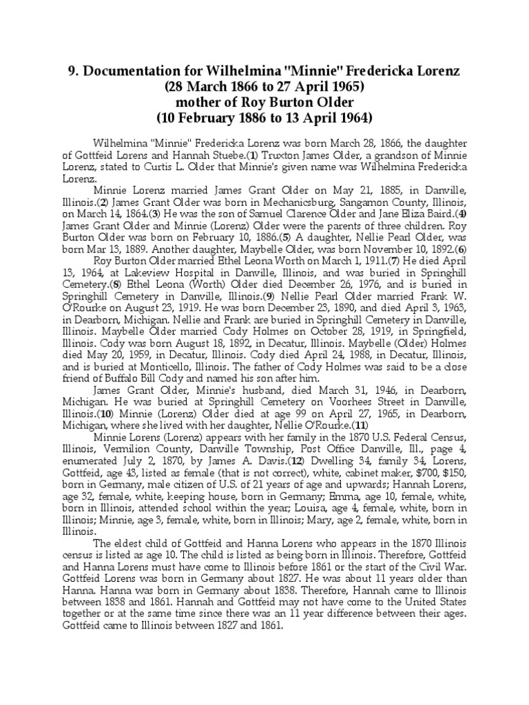 Minnie Lorenz: Family History & Records | PDF | Wilhelm Ii | Census