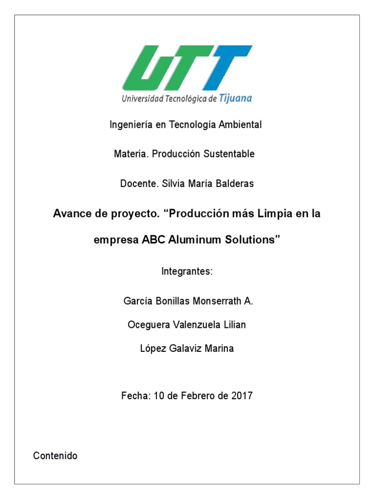 Proyecto ABC Aluminum Produccion Mas Limpia | PDF | Aluminio | Agua
