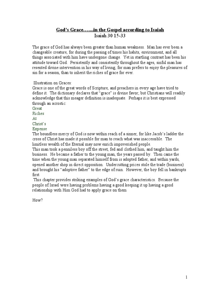 Sermon God's Grace According Tothe Gorspel of Isaiah | PDF | Grace In ...
