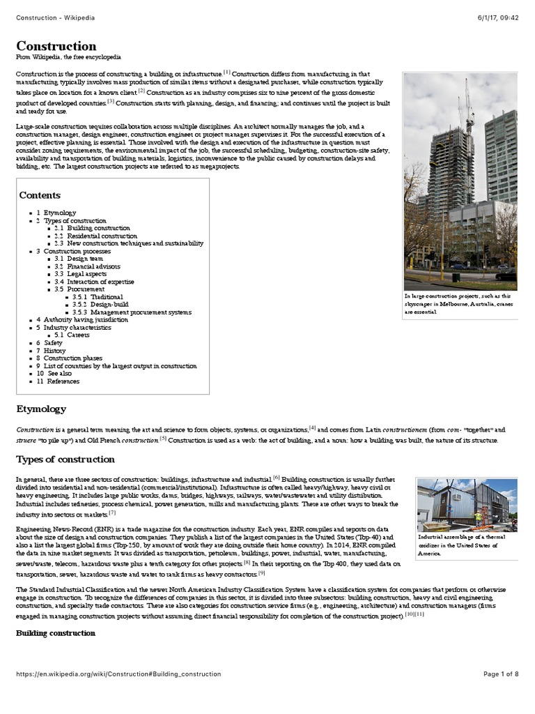 Construction - Wikipedia | PDF | Science And Technology | Real Estate Law