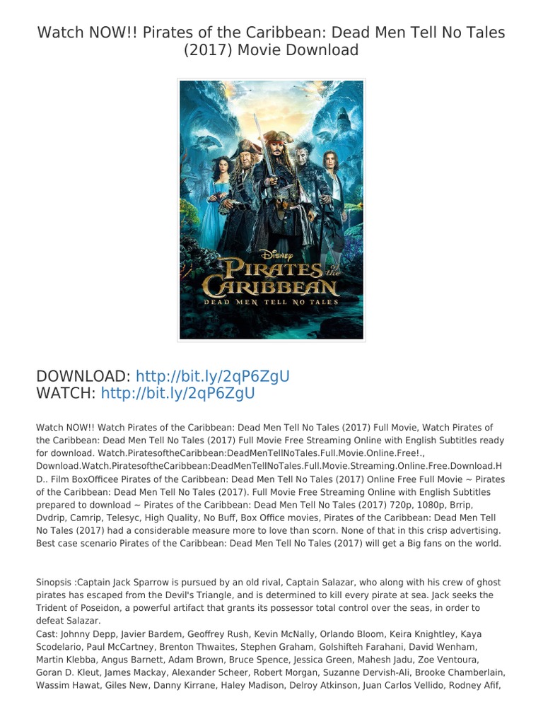 Pirates of The Caribbean Dead Men Tell No Tales 2017 | PDF | Leisure