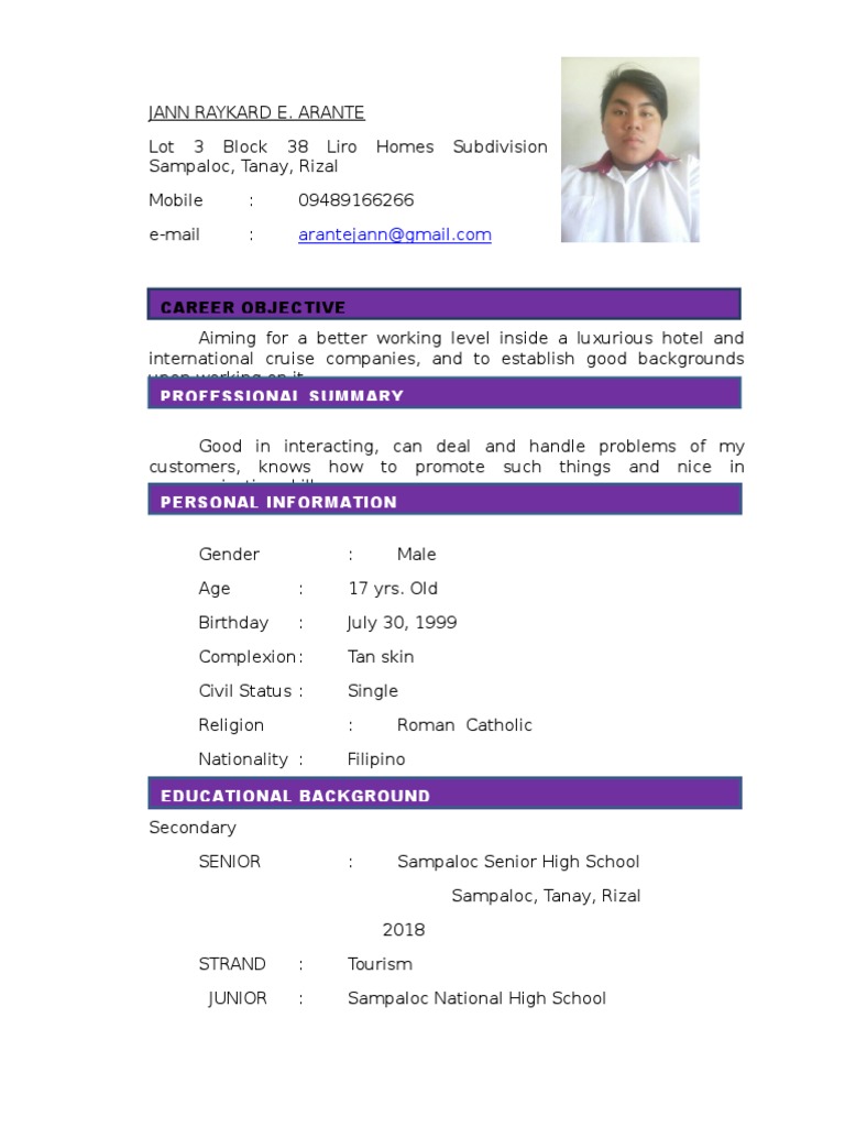 Jann Raykard E. Arante Resume | PDF