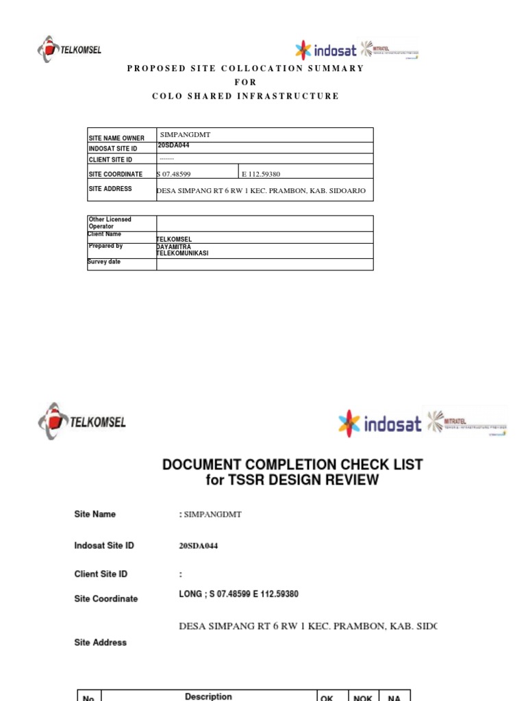 Proposed Site Collocation Summary FOR Colo Shared Infrastructure | PDF