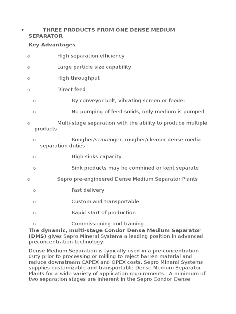 Dense Medium Separator | PDF