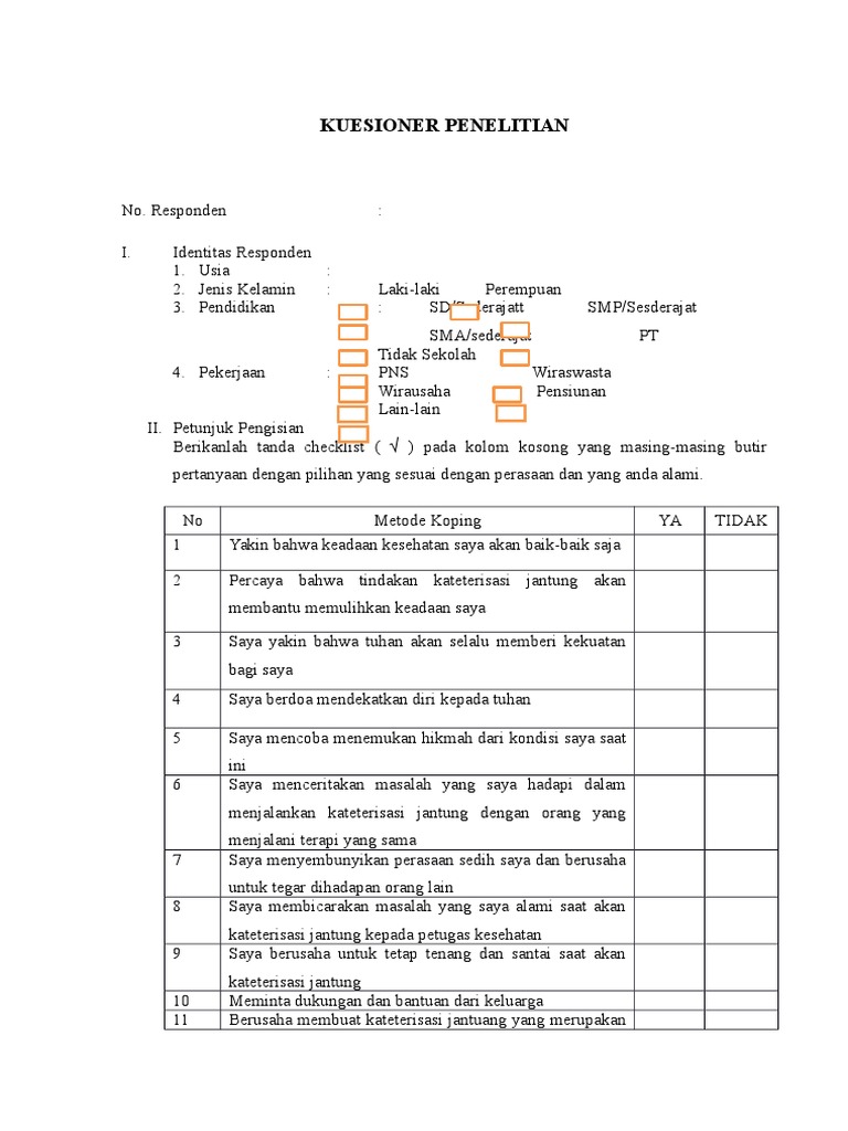 Kuesioner Mekanisme Koping | PDF