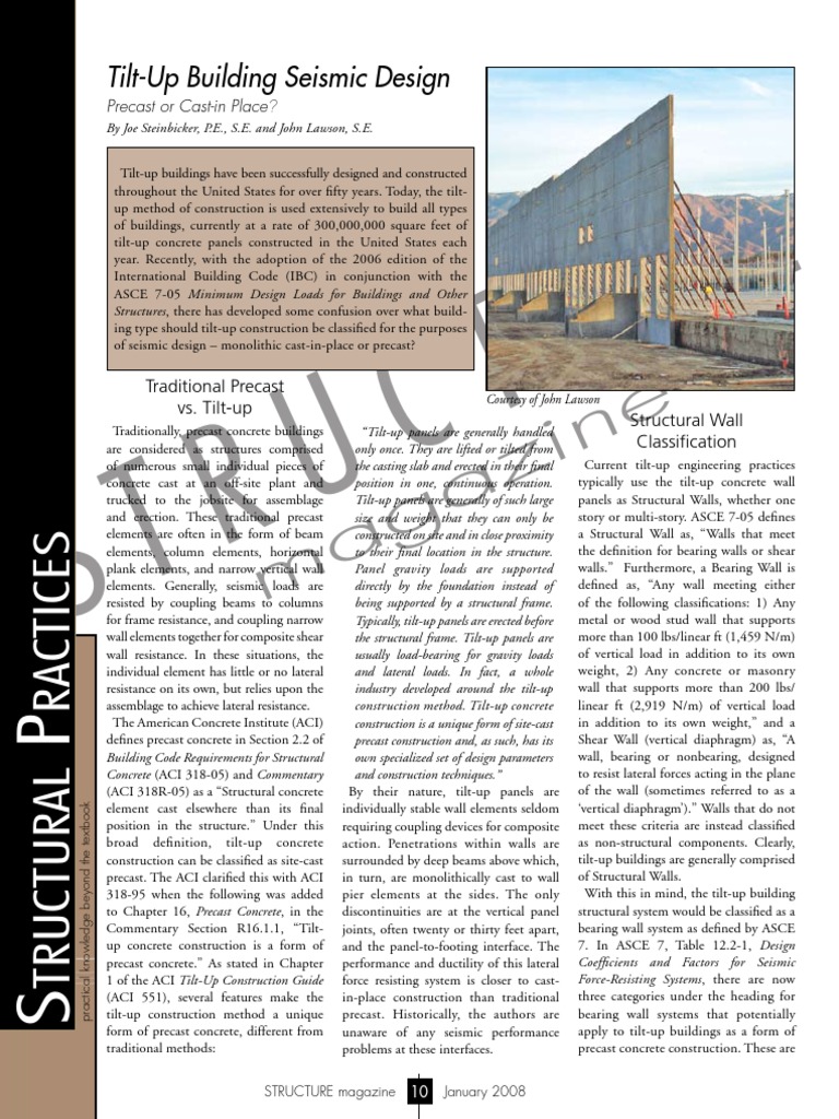 Tilt-Up Building Seismic Design - Precast or Cast-In Place | PDF | Wall ...