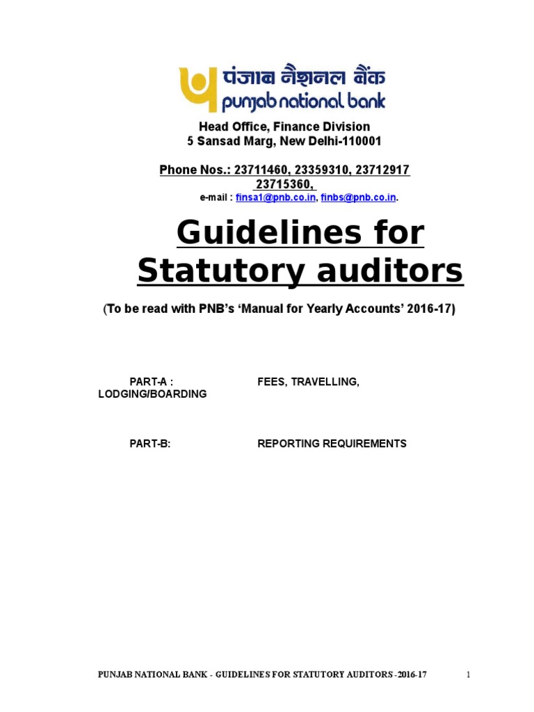 PNB Statutory Audit Guidelines 2016-17 | PDF | Depreciation | Mark To ...