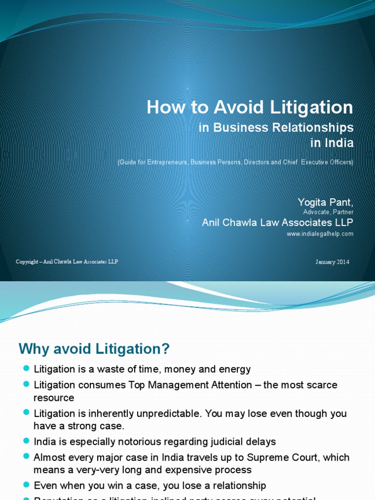 How To Avoid Litigation in Business Relationships in India | PDF ...