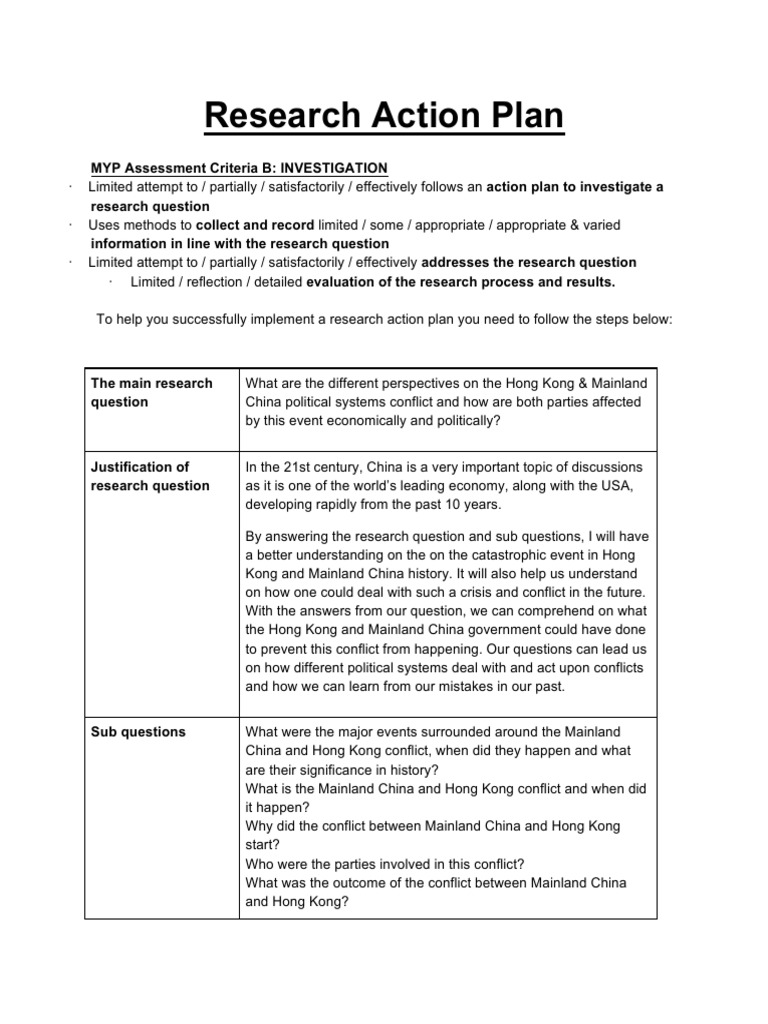 Research Action Plan Exemplar | PDF | Mainland China | Wikipedia