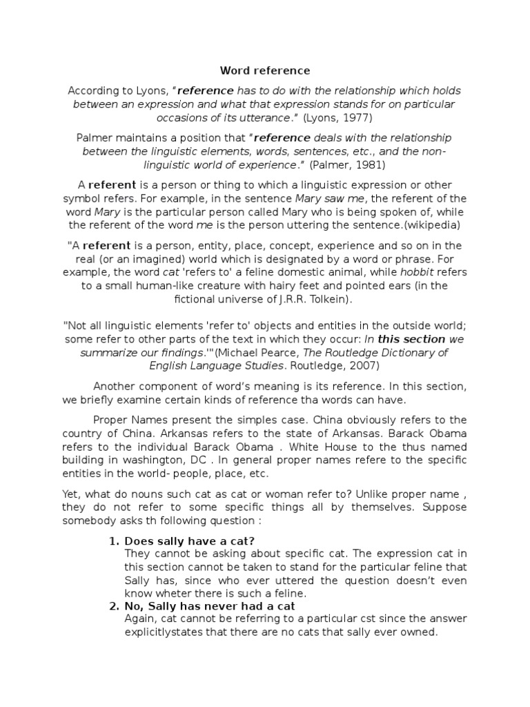 Word Reference | PDF | Word | Semantics