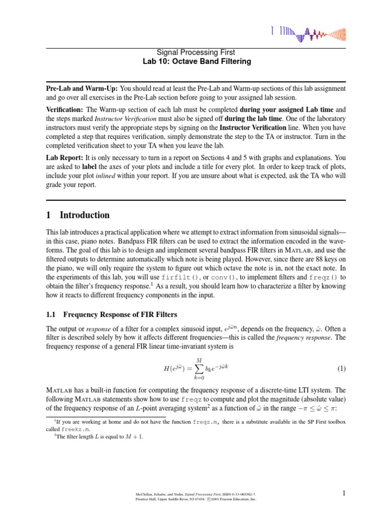 Lab10 PDF | PDF | Filter (Signal Processing) | Bandwidth (Signal Processing)