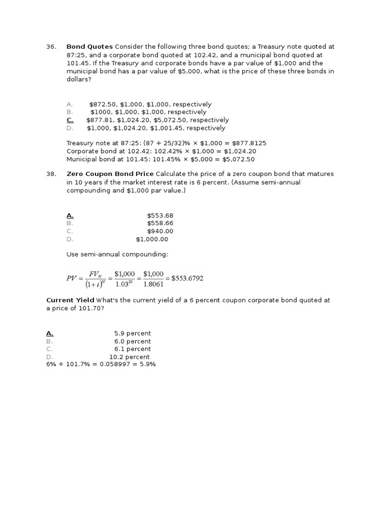 Answer Exercise Bond Market | PDF | Business | Finance & Money Management
