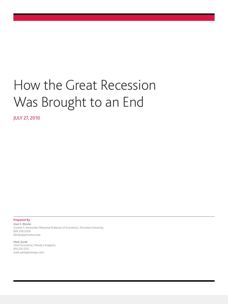 How The Great Recession Was Brought To An End | PDF | Finance & Money ...