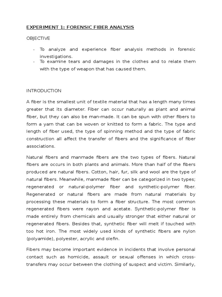 Experiment 1 Fiber | PDF | Textiles | Fibers