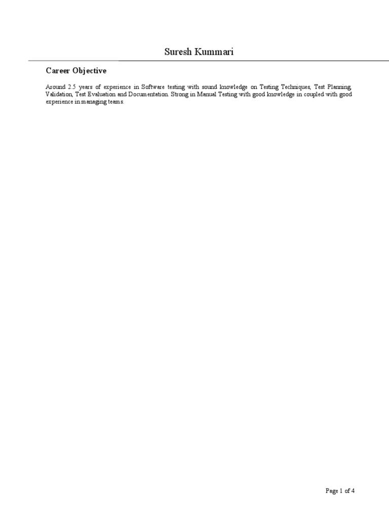 Selenium 2yrs Experience Resume | PDF | Selenium (Software) | Software ...