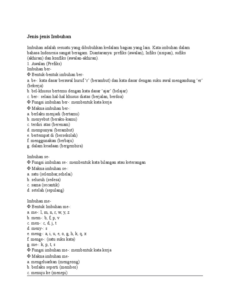 Jenis'' Imbuhan | PDF