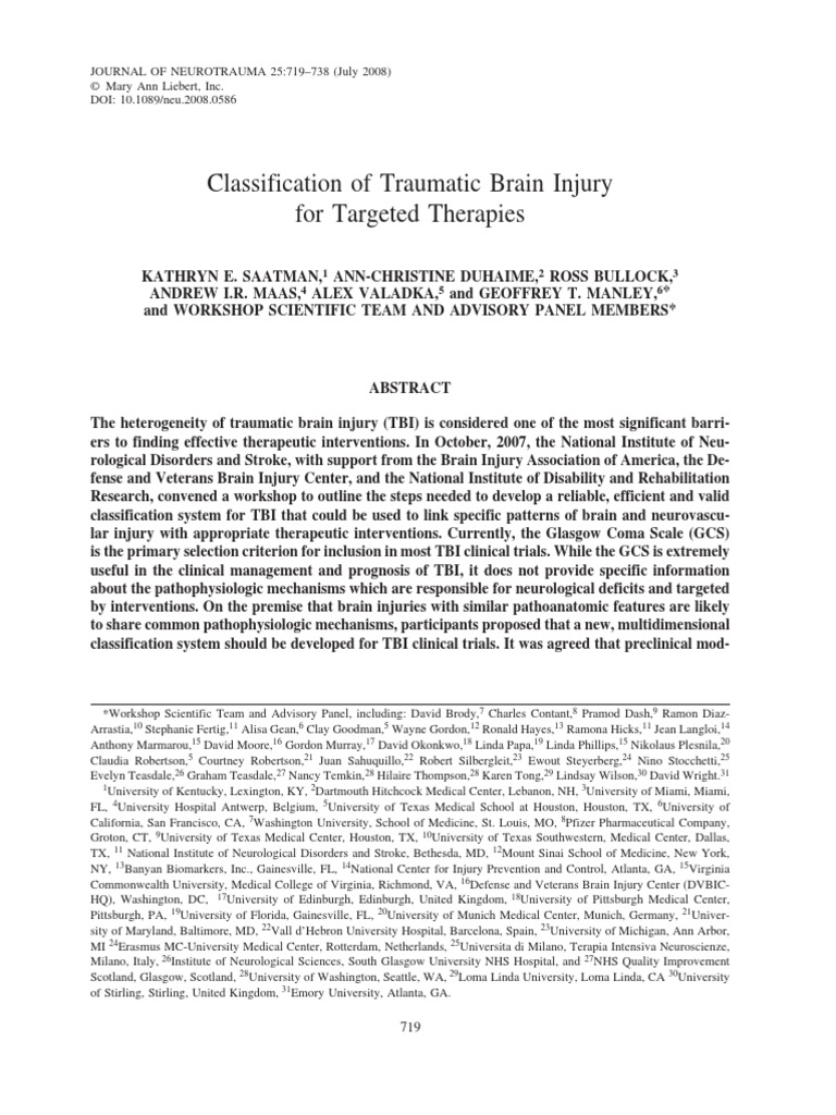 Classification of TBI For Targeted Therapies.pdf | Traumatic Brain ...