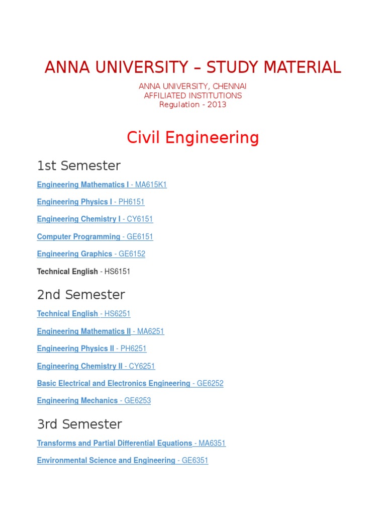 ANNA UNIVERSITY Lecture Notes and Study Material | PDF | Engineering ...