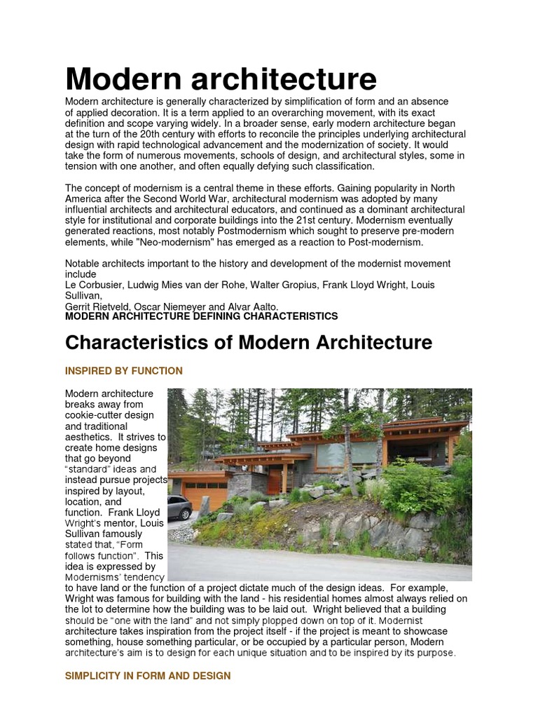 1-2modern Architecture N Characteristics and Examples | PDF ...