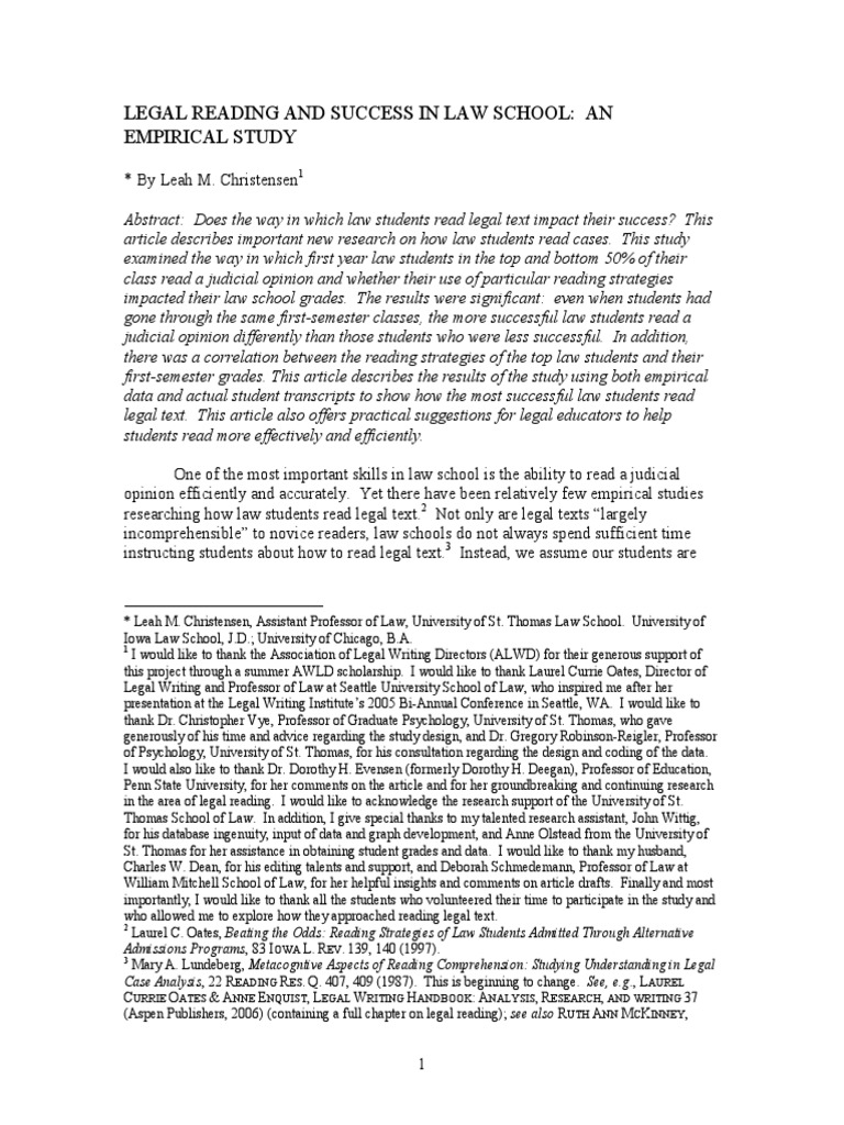 Christensen Legal Reading With Purpose | PDF | Reading (Process ...