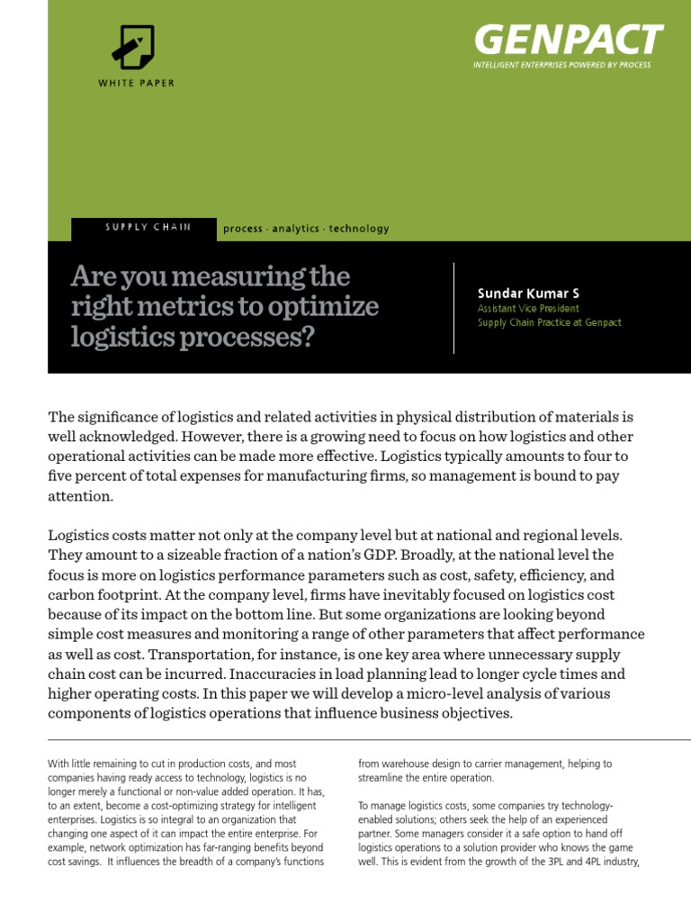 Are You Measuring The Right Metrics To Optimize Logistic Processes ...