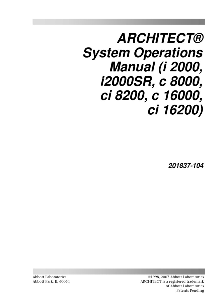ABBOTT ARCHITECT C16000c8000i2000i2000srci8200ci16200 | PDF | Login ...