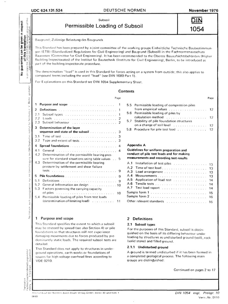 Din 1054 - 1976 | PDF | Deep Foundation | Soil