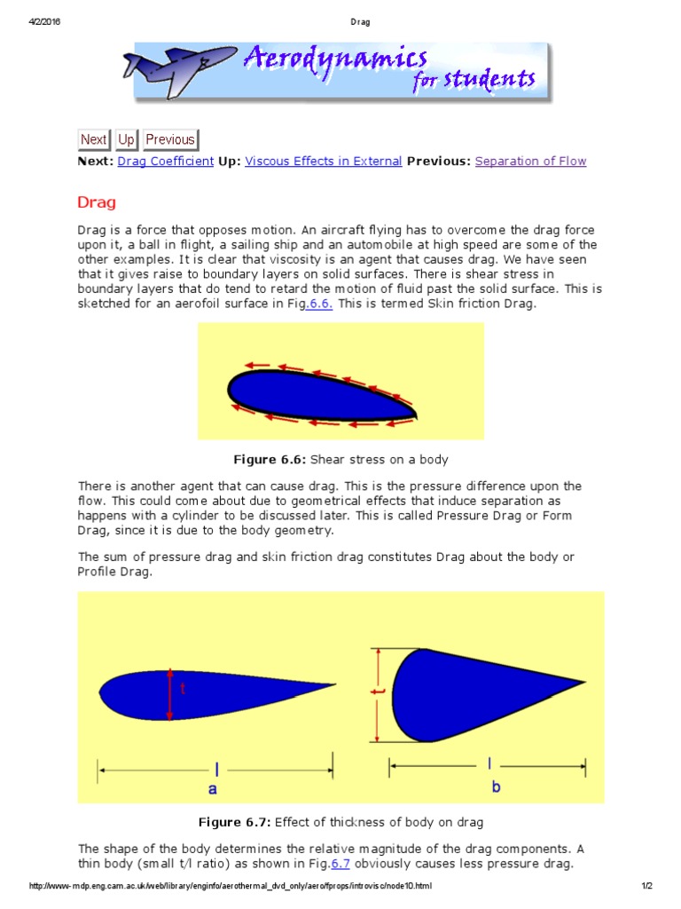 Drag Coefficient Viscous Effects in External: Separation of Flow | PDF | Drag (Physics ...