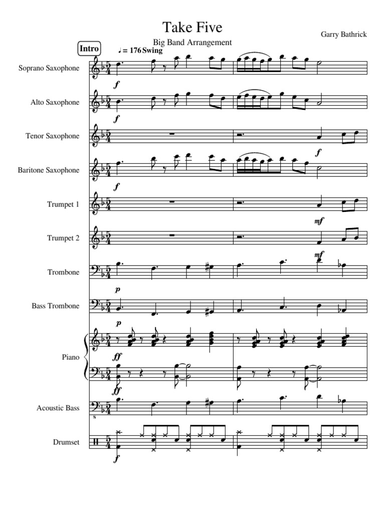 Take Five Big Band Arrangement | PDF | Jazz | Modernism (Music)