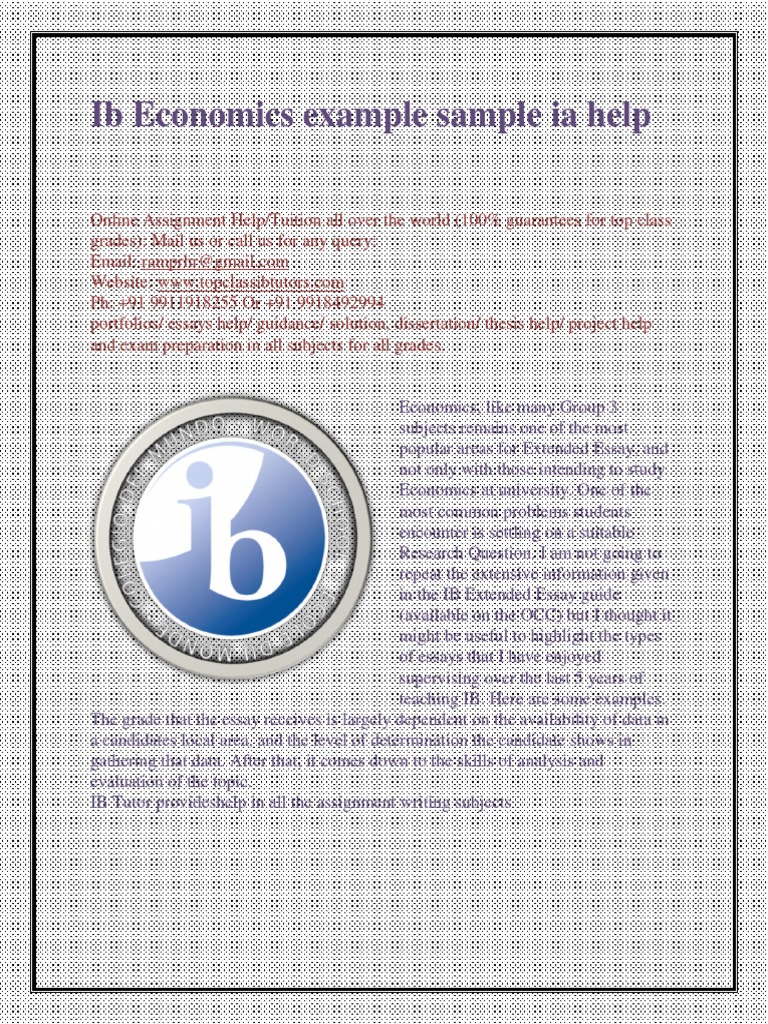 Ib Economics Example Sample Ia Help | Thesis | Tutor