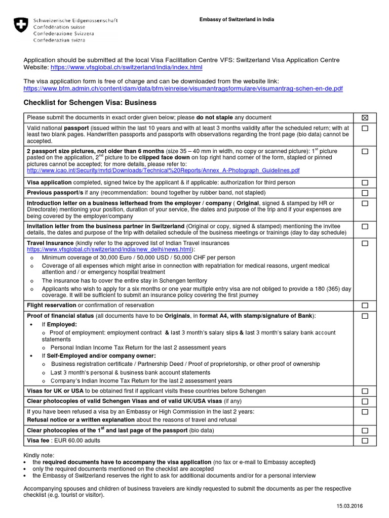 Checklist Business | PDF | Travel Visa | Passport