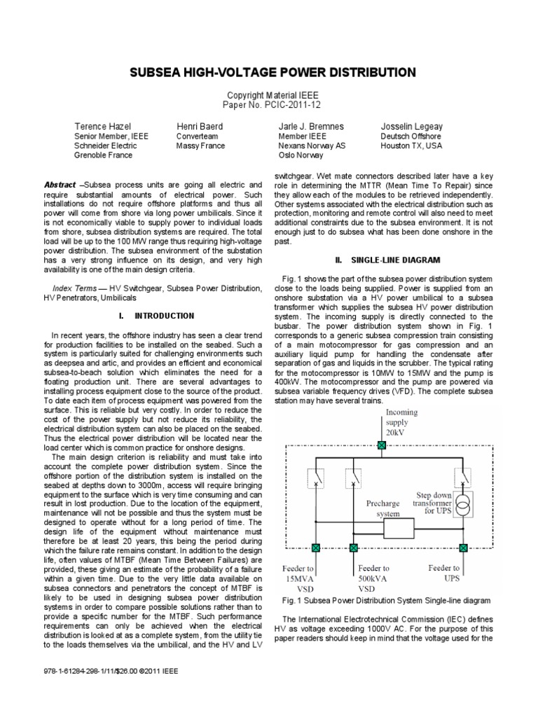 Subsea High Voltage Power Distribution | PDF | Subsea (Technology ...