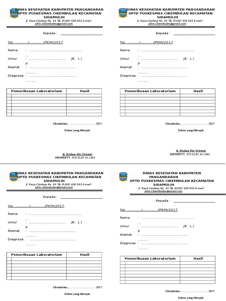 Blangko Rujukan Lab | PDF