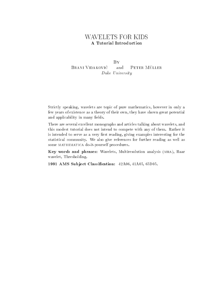 Wavelets For Kids A | PDF | Wavelet | Basis (Linear Algebra)