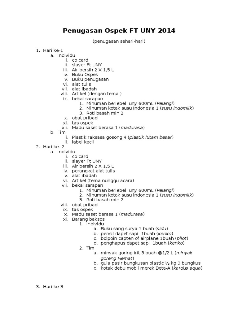 Penugasan Ospek | PDF