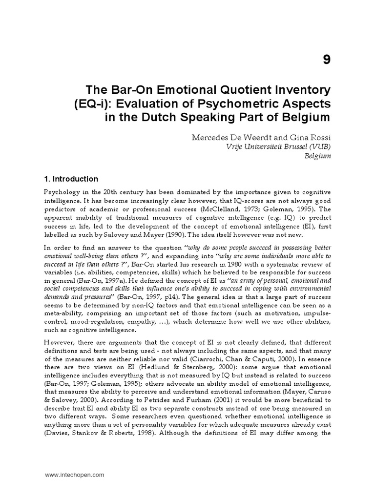 The Bar-On Emotional Quotient Inventory (EQ-i) - Evaluation of ...