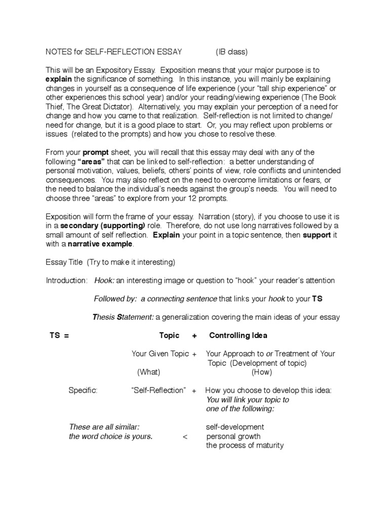 Self - Reflection Notes | PDF | Essays | Narrative