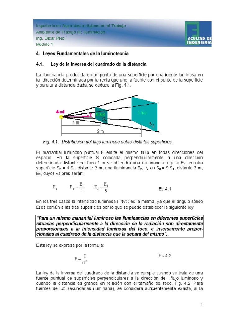 Fórmulas de Iluminancia y Luminancia | PDF | Ligero | Física Aplicada e ...