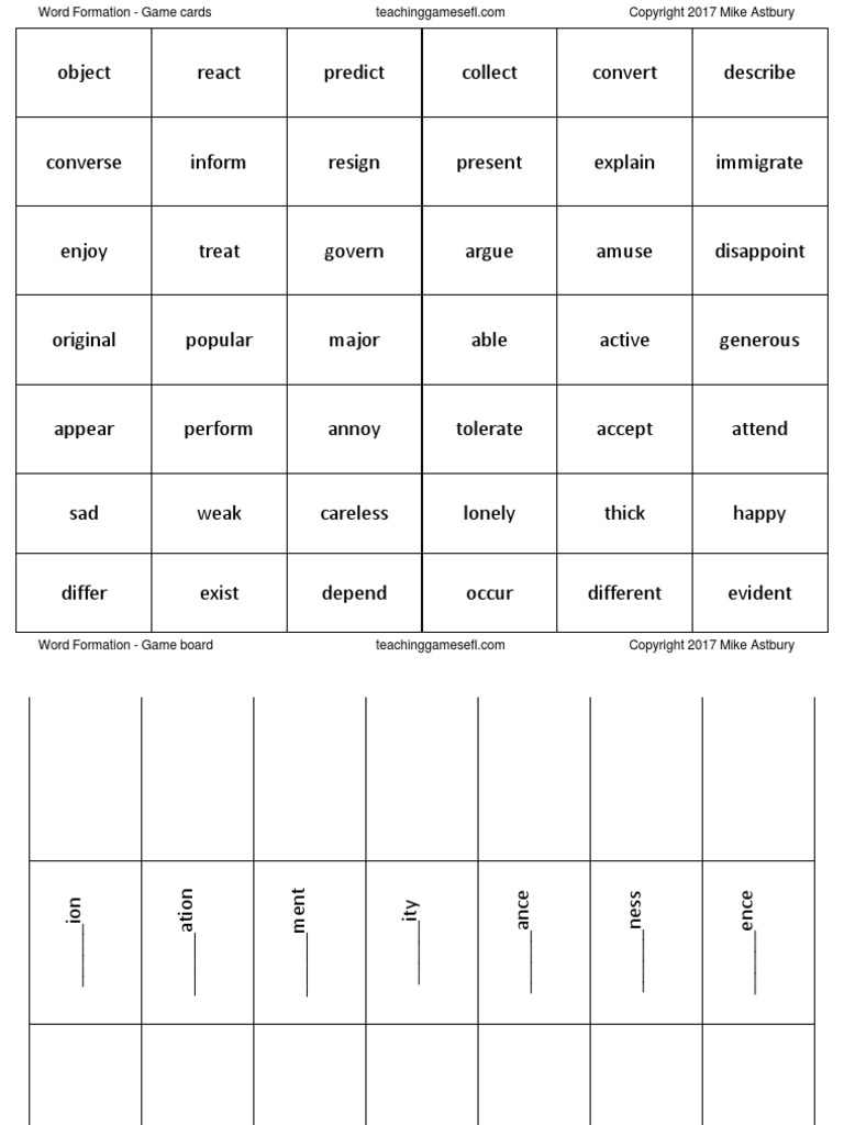 Word Formation Game | PDF