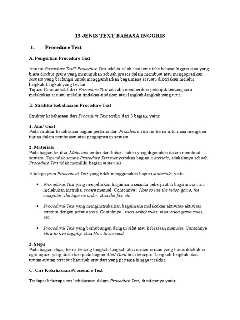 13 TYPES OF ENGLISH TEXT | PDF