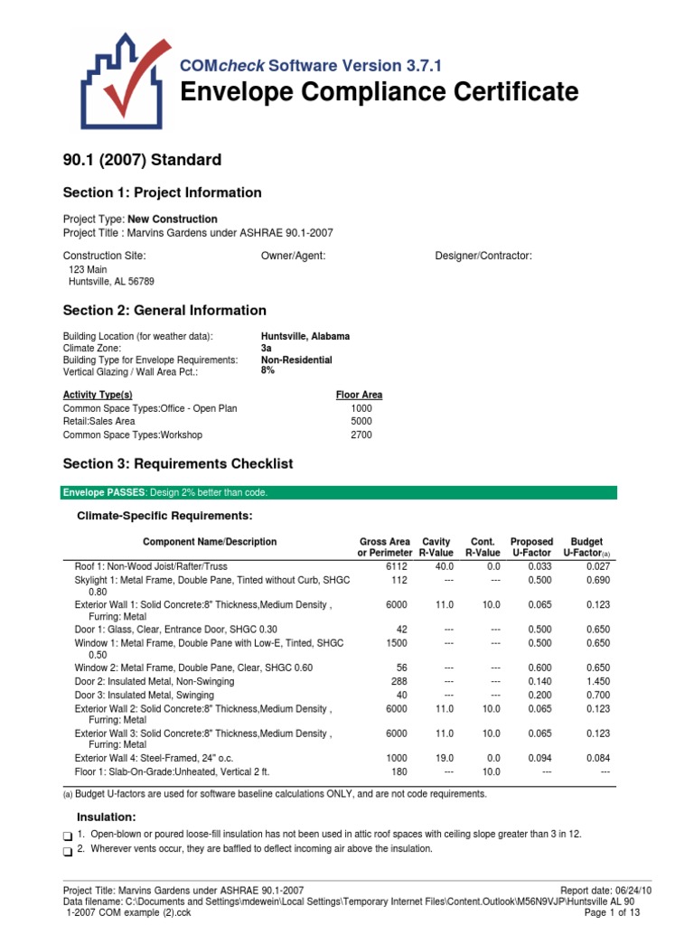 AL COMcheck Certificate Report | Duct (Flow) | Hvac