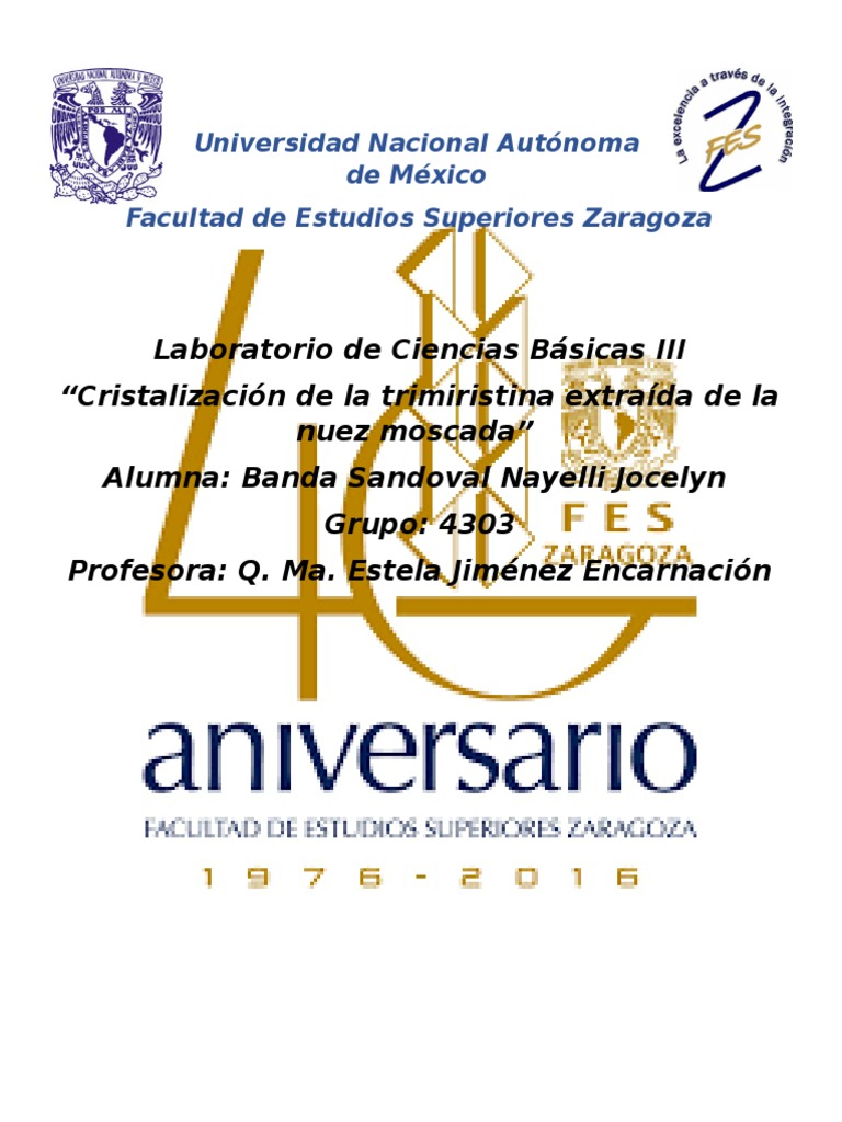 Cristalización de La Trimiristina Extraída de La Nuez Moscada | PDF ...