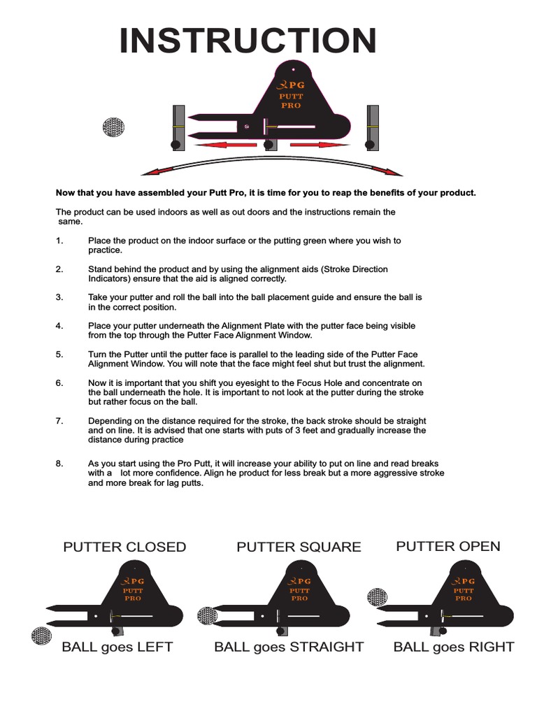 PUTT PRO Instruction | PDF | Golf Course | Hobbies