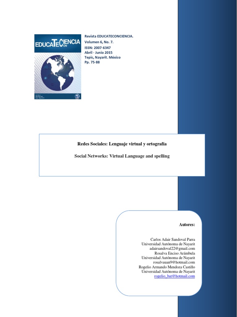 Redes Sociales y Ortografía Estudiantil | PDF | Servicio de redes ...