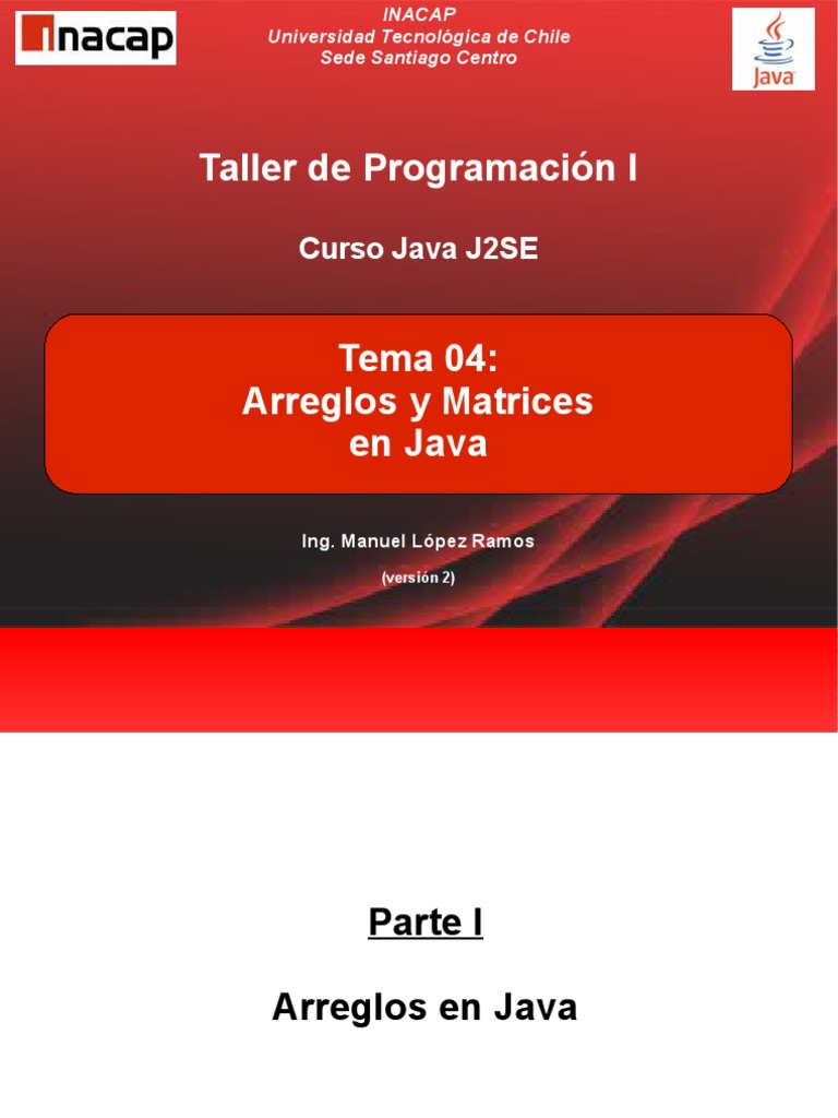 Arreglos en Java | PDF | Estructura de datos de matriz | Matriz (Matemáticas)