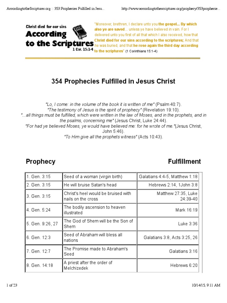 353 Prophecies Fulfilled in Jesus Christ | PDF | Gospel Of Matthew ...
